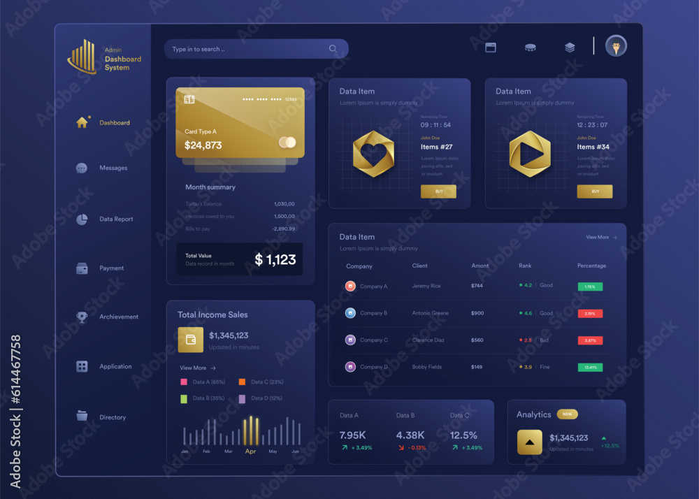 Infographic NFT dashboard. UI design with graphs, charts and diagrams ...