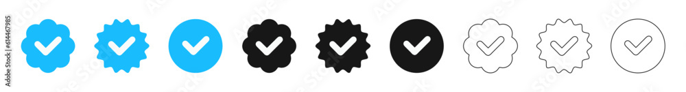 Set of Check Mark Icons: Profile Verification for Facebook, Instagram ...