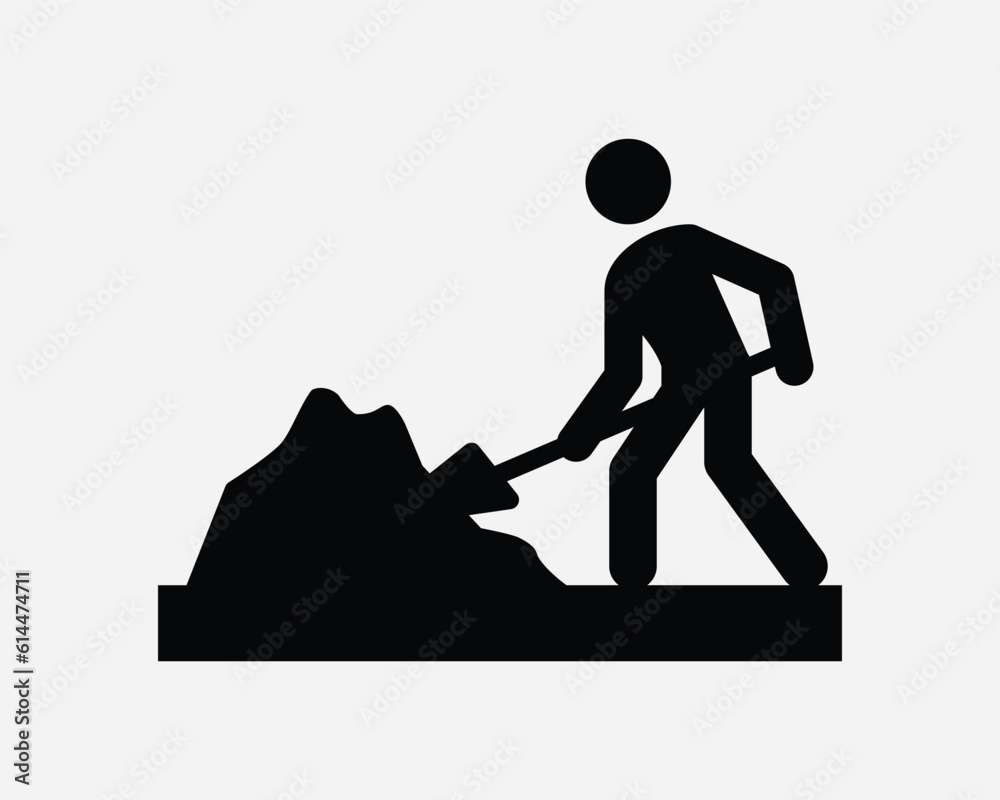 Man Shoveling Icon. Shovel Construction Dig Digging Building ...