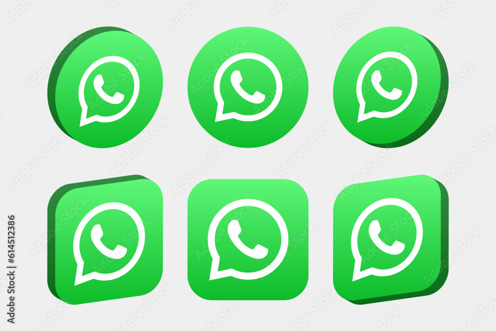 Image vectorielle Stock 3d whatsapp logo social media icons. whatsapp icon circle and square ...