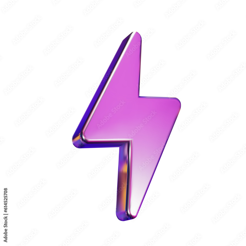 3d neon charger symbol. Holographic sign thunder. Symbol of energy ...