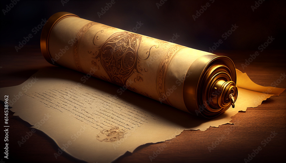 Roll of paper with seal, Open parchment scroll that seems realistic ...