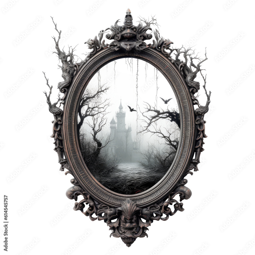 haunted mirror isolated on a transparent background, generative ai ...