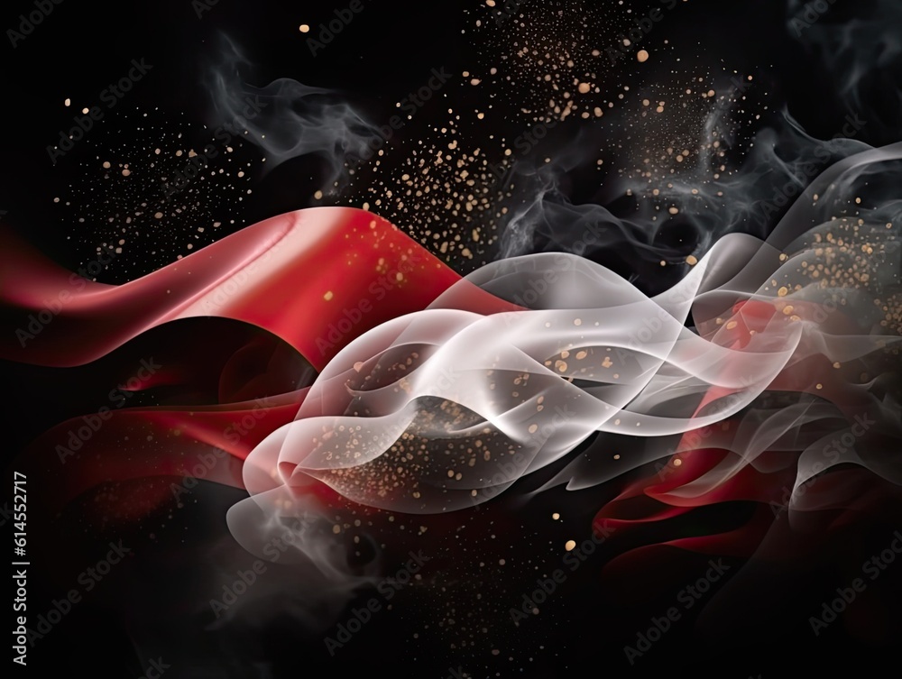 Japan flag concept art, national flag represented in smoke with shiny ...