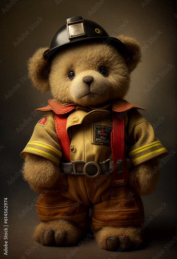 Teddy bear in firefighter uniform. AI Generated Stock Illustration ...