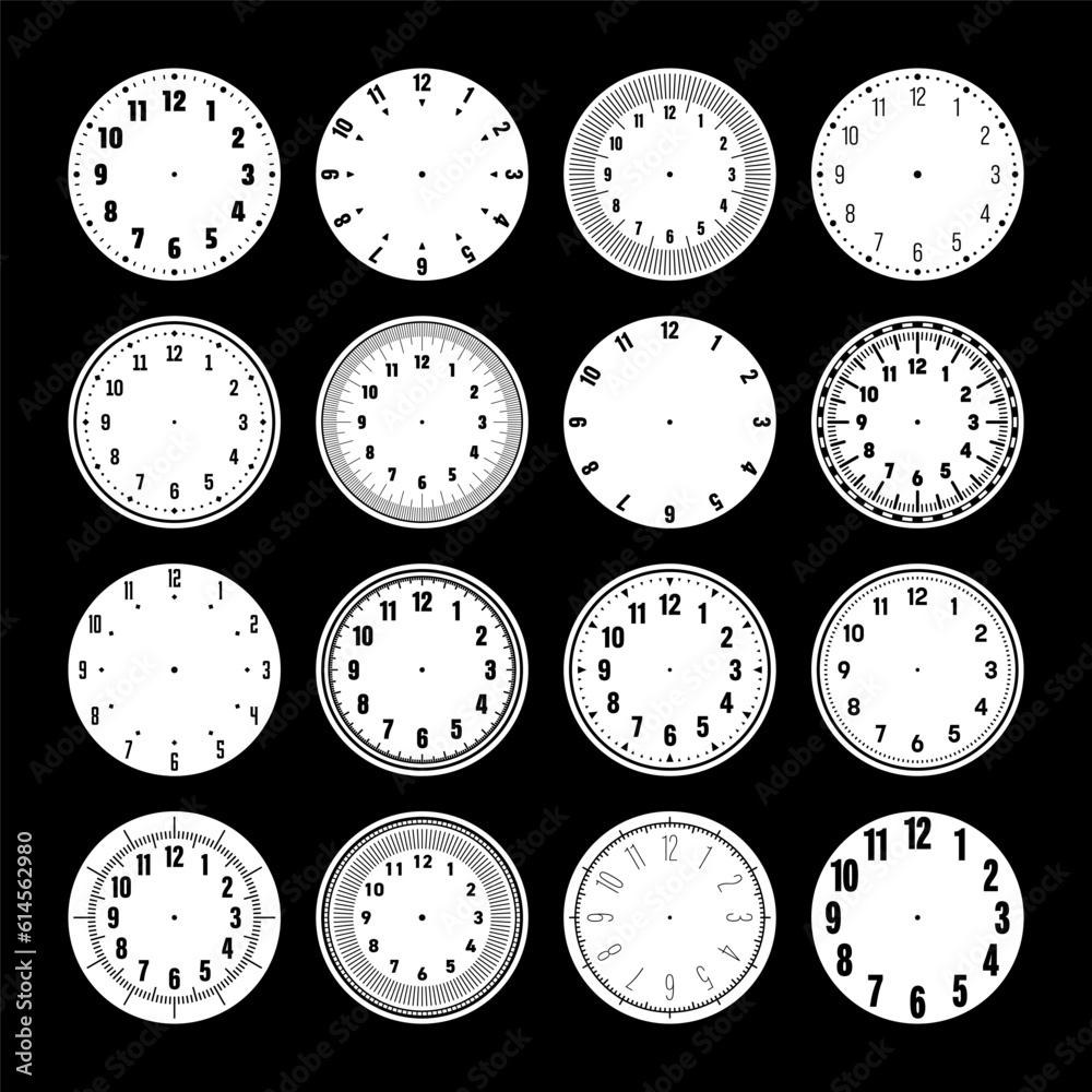 Mechanical clock faces, watch dial with numerals, bezel. Timer or ...