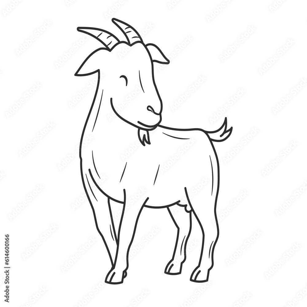 Goat doodle cartoon characters. Best for outline, logo, and coloring ...