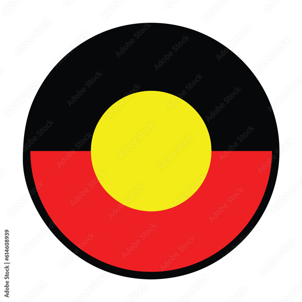 Round Aboriginal Australian flag, flat vector logo icon. Simple vector ...