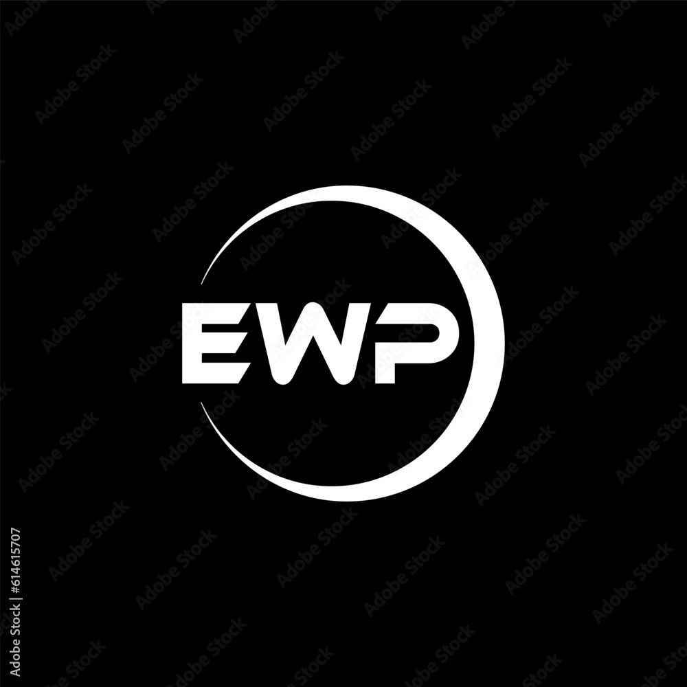 EWP letter logo design with black background in illustrator, cube logo ...