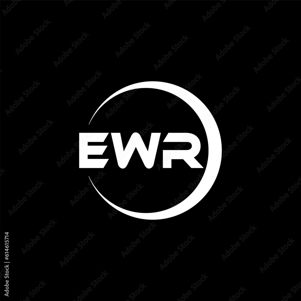 EWR letter logo design with black background in illustrator, cube logo ...