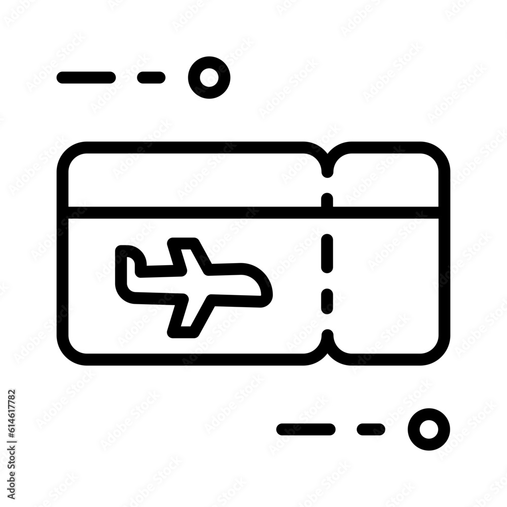 Ship ticket travel and tourism icon with black outline style. blue ...