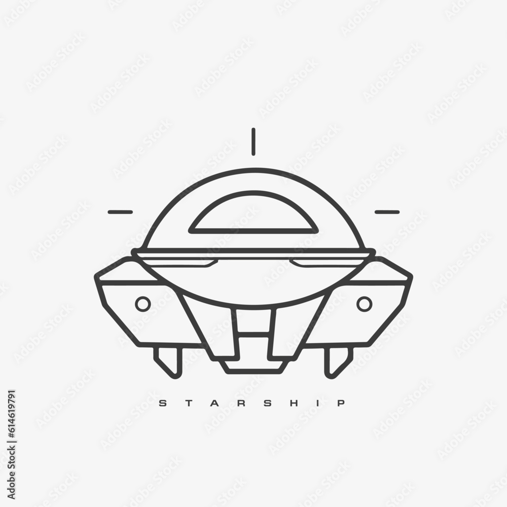 Starship logo. Space satelite retro shuttle moon discovery logotypes of ...