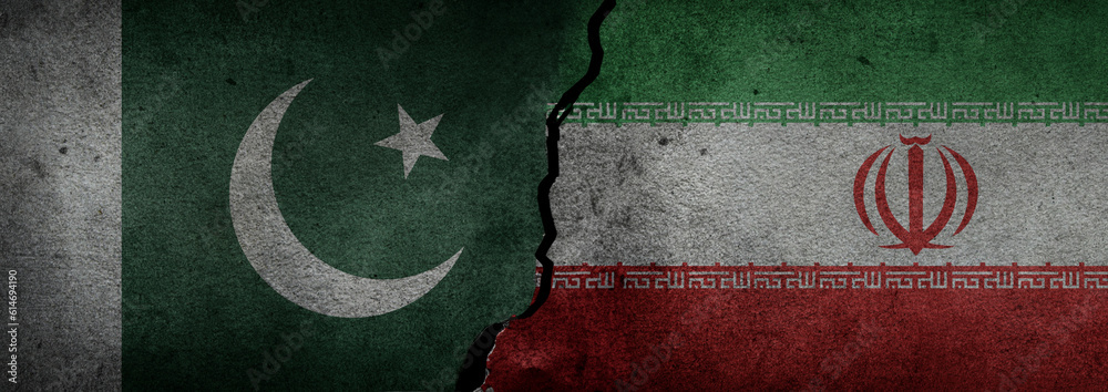Grunge textured flag of Pakistan and IRan. Flags with cracks. Flags ...