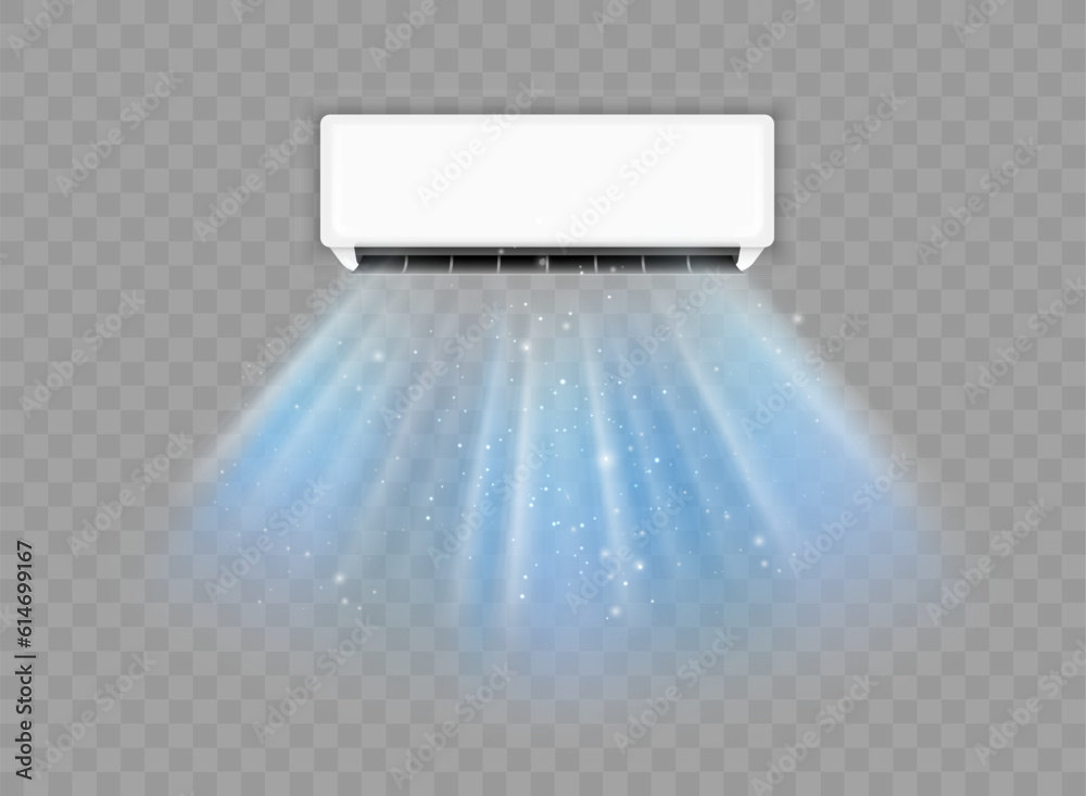 Air conditioner design illustration wind cold flow. Air condition room ...