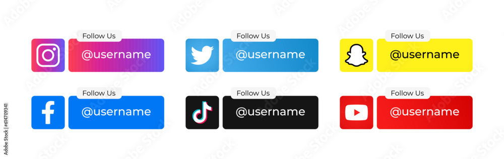 Popular Social Media Icons Logos: Follow Us Banners for Facebook ...