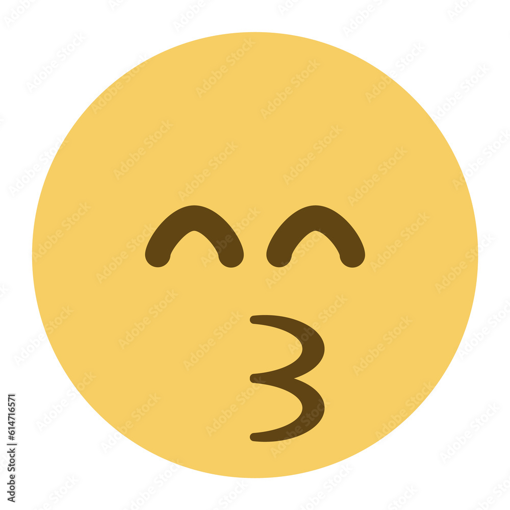 Top quality emoticon. Kissing emoji with closed eyes. Kiss emoticon ...