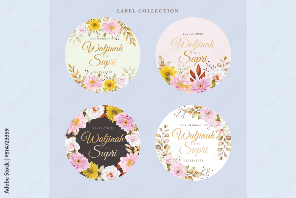 watercolor floral label in vintage style Stock Vector | Adobe Stock