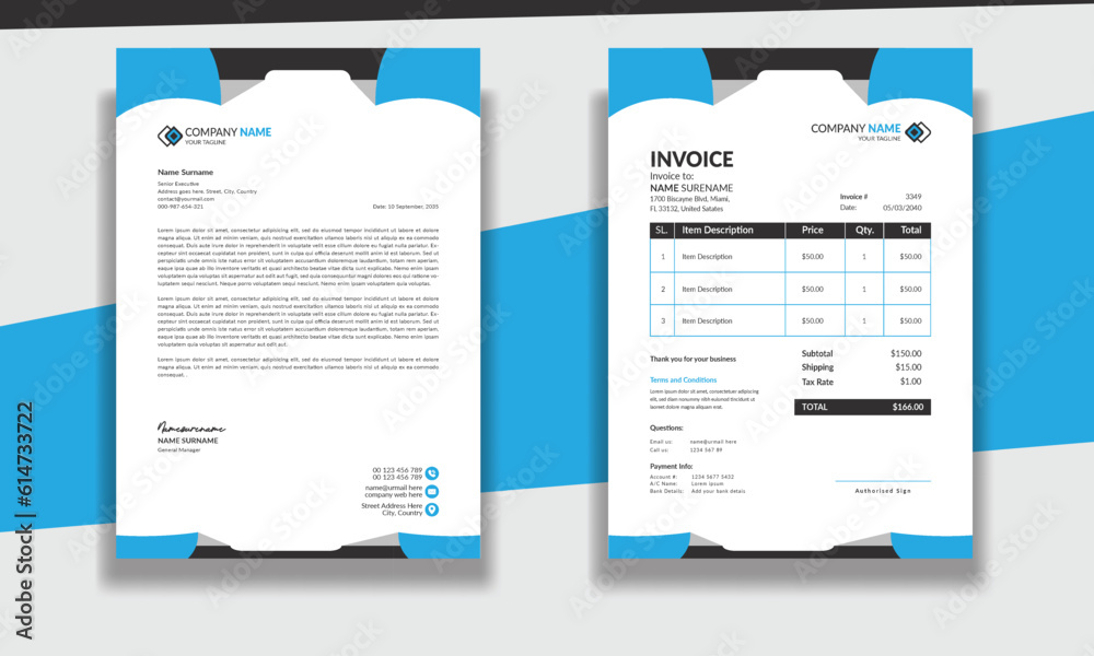 Corporate modern professional clean business invoice and letterhead ...