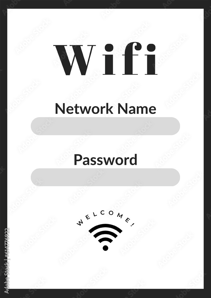 Printable Free Wi-Fi and Network Credentials Stock Illustration | Adobe ...