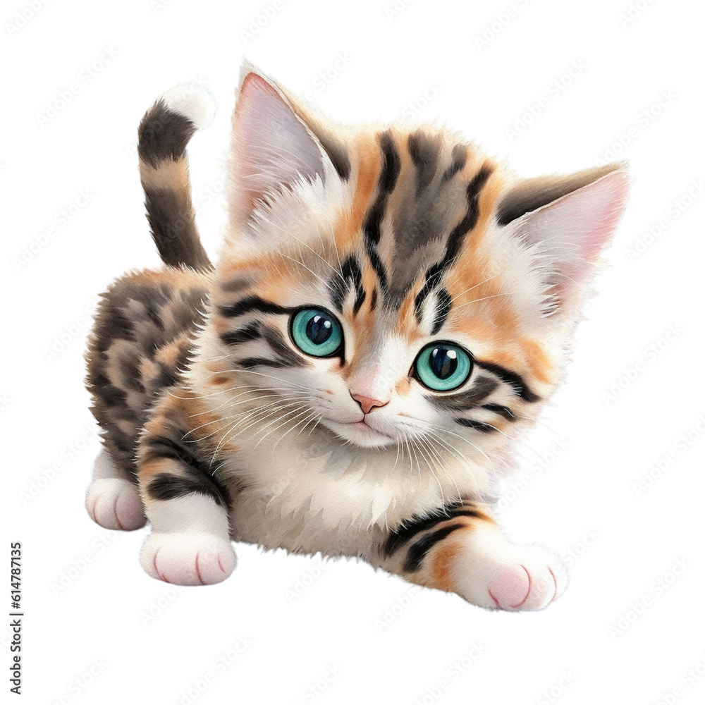 Watercolor Cute Baby Cats Clipart Bundle, 25 Transparent PNG Clipart ...