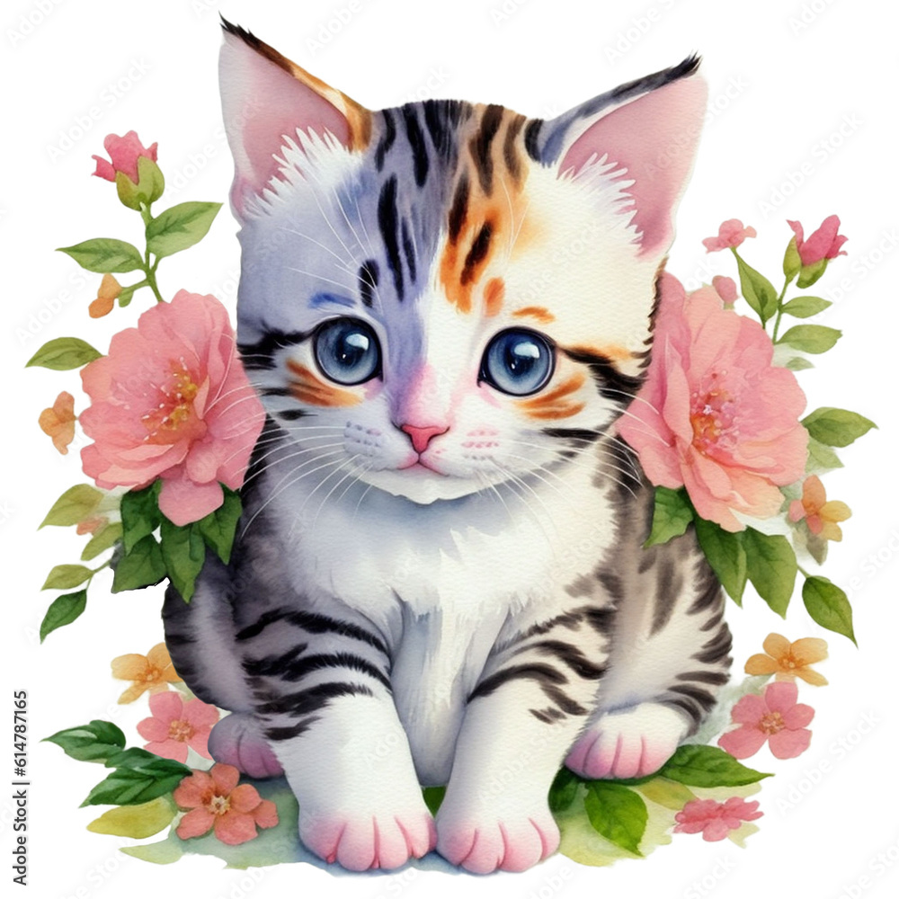 Watercolor Cute Baby Cats Clipart Bundle, 25 Transparent PNG Clipart ...