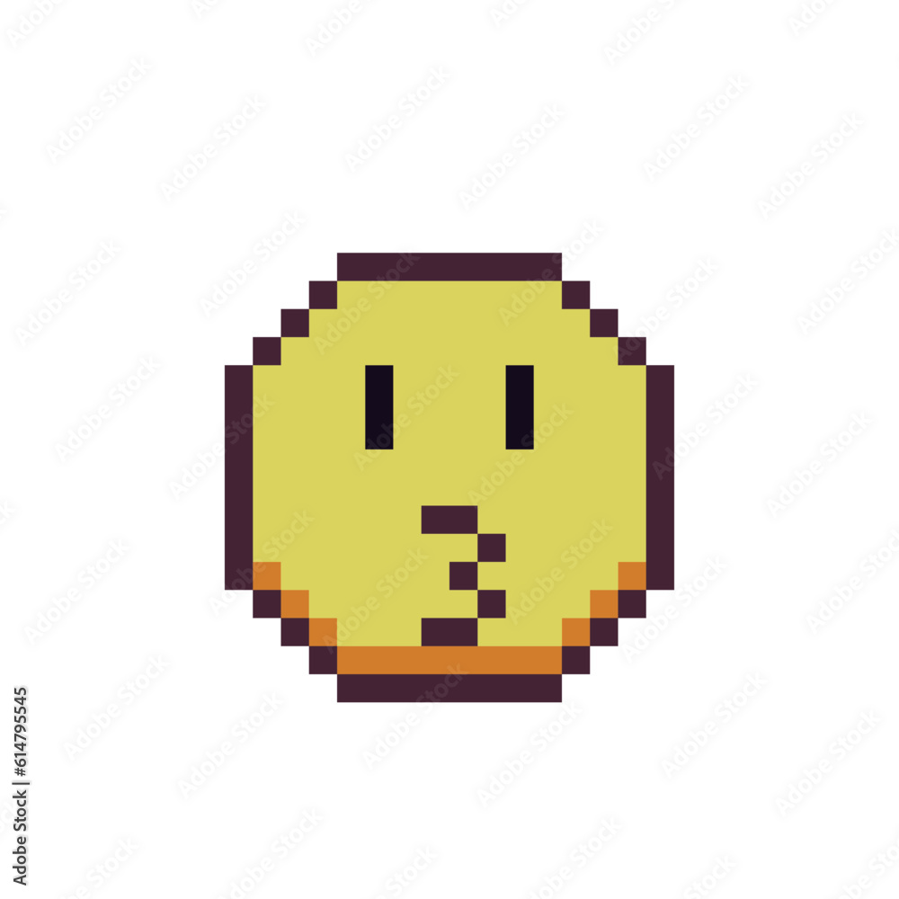Kissing emoticon, pixel art icon, cute face, smile kiss cartoon ...