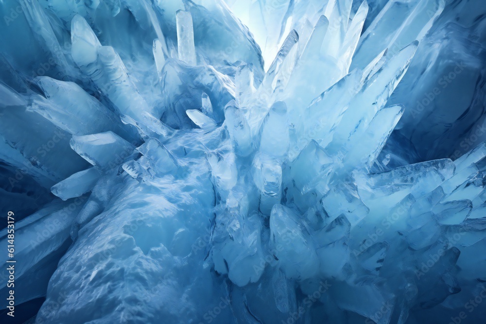 Luminous blue crystal ice glacial texture palace arctic frost snow ice ...
