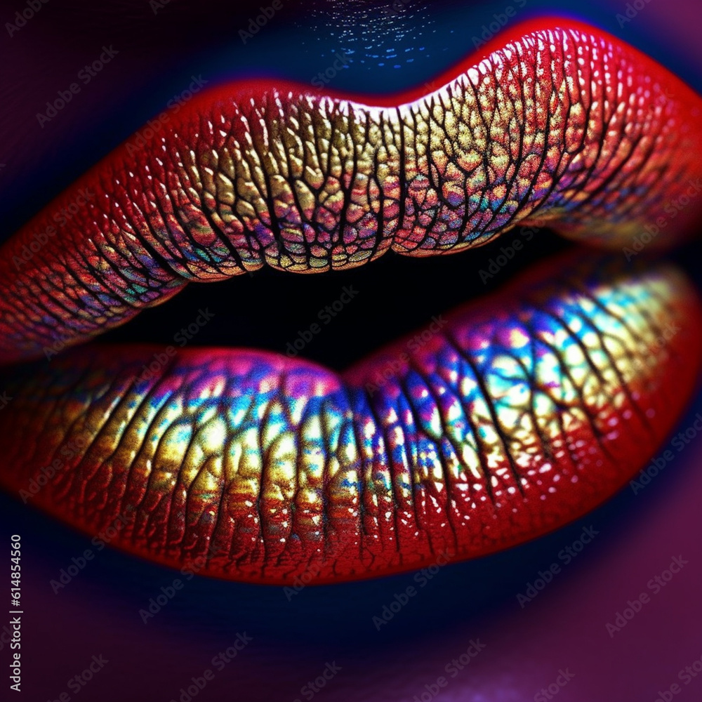 An experimental photography of abstract lips captured with macro lenses ...