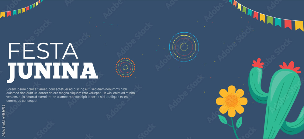 Festa Junina Illustration Yellow Background. Vector Brazil June ...