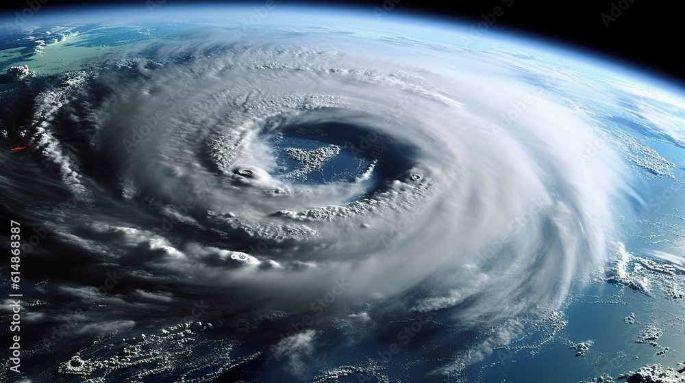 Tropical cyclone formation in troposphere 3d render. An impending ...