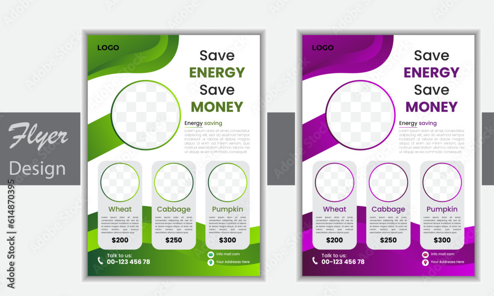 Set of white background for natural flyer. Green eco flyer, poster, magazine, annual report ...