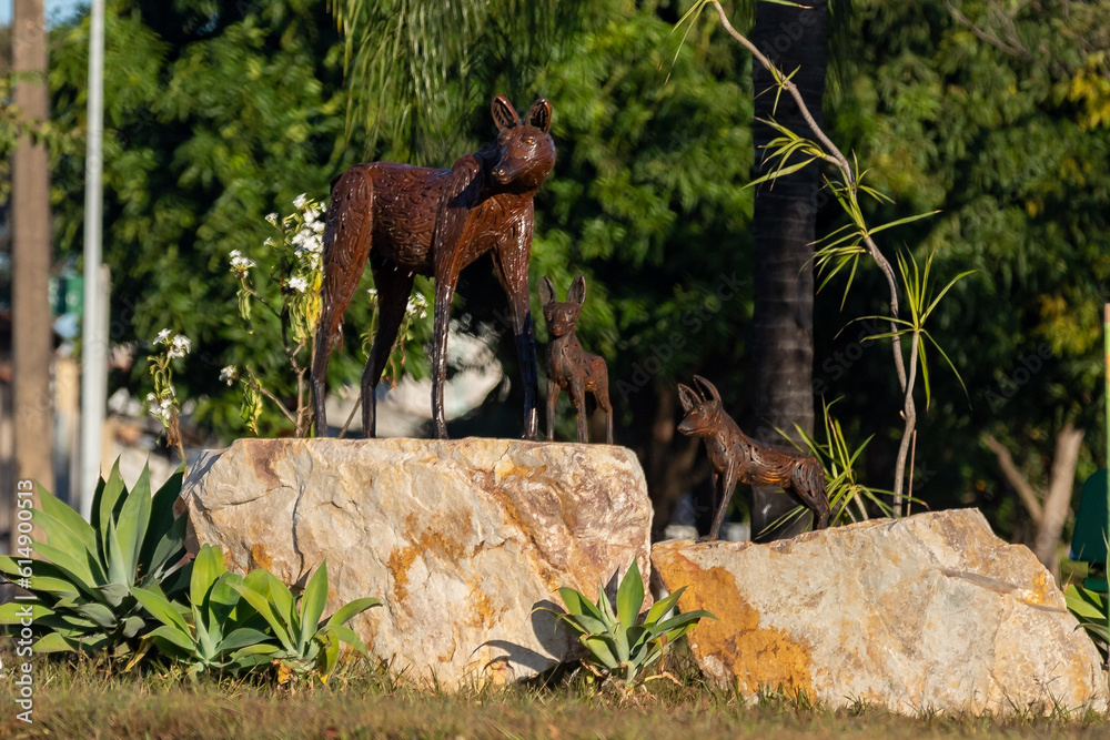 Brasilia DF, June 18, 2023: Bairro do Guará with sculptures of the ...
