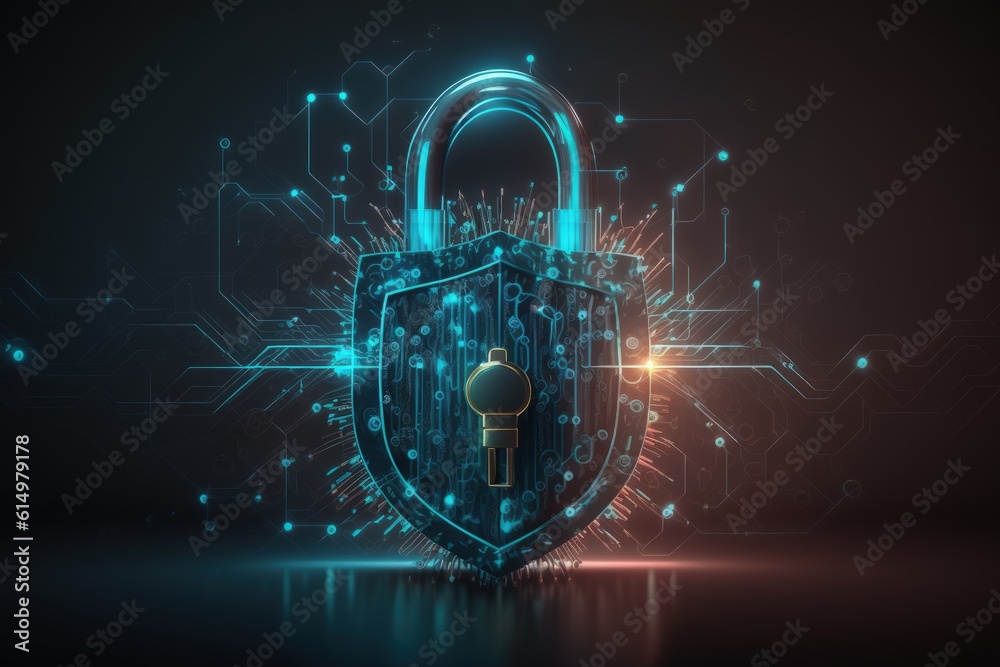 Cybersecurity Padlock, Digital Lock on Technology Network Data ...