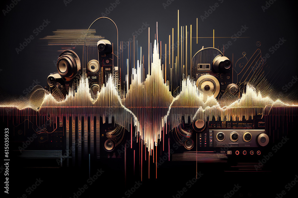 Illustration Stock Audio soundwave scope signal as an abstract ...