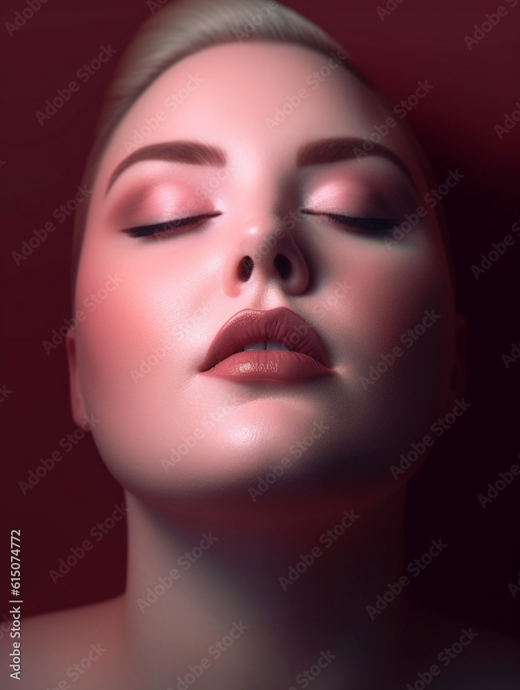 closeup sensual portrait of a beautiful oversize fashion model, body ...