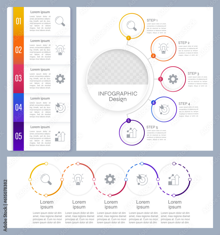 Strategy infographic chart design template set. Editable infochart with ...