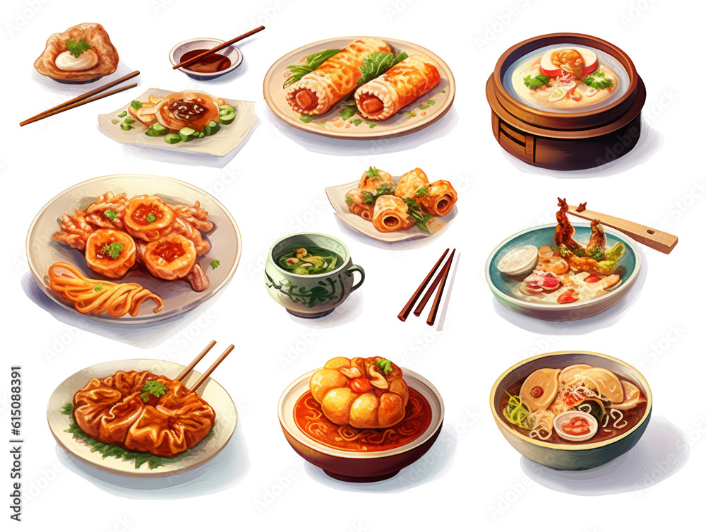 Illustration of food of Asian origin in png, no background, separate ...