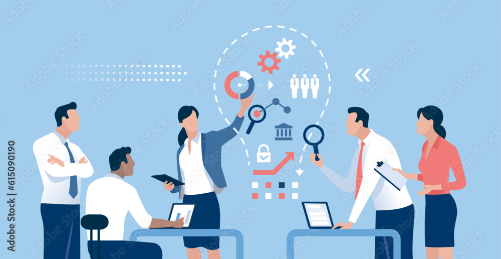 The idea. The team is working on a new project. Light bulb as a symbol ...