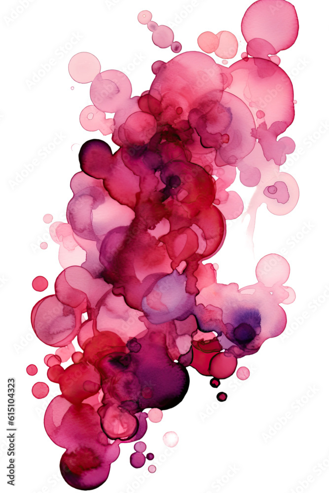 cluster of ruby and garnet bubbles, watercolor paint abstract border ...