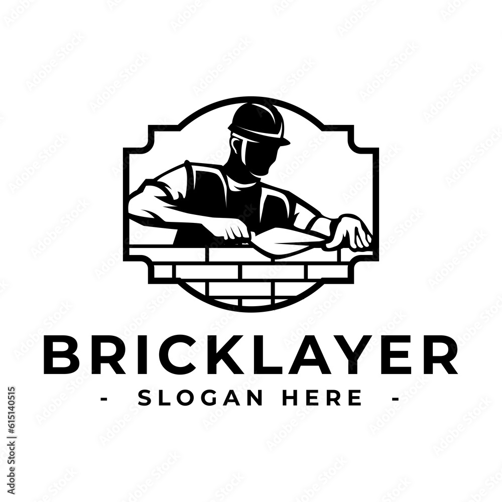 Masonry logo design template. Bricklayer logo vector. Construction logo ...