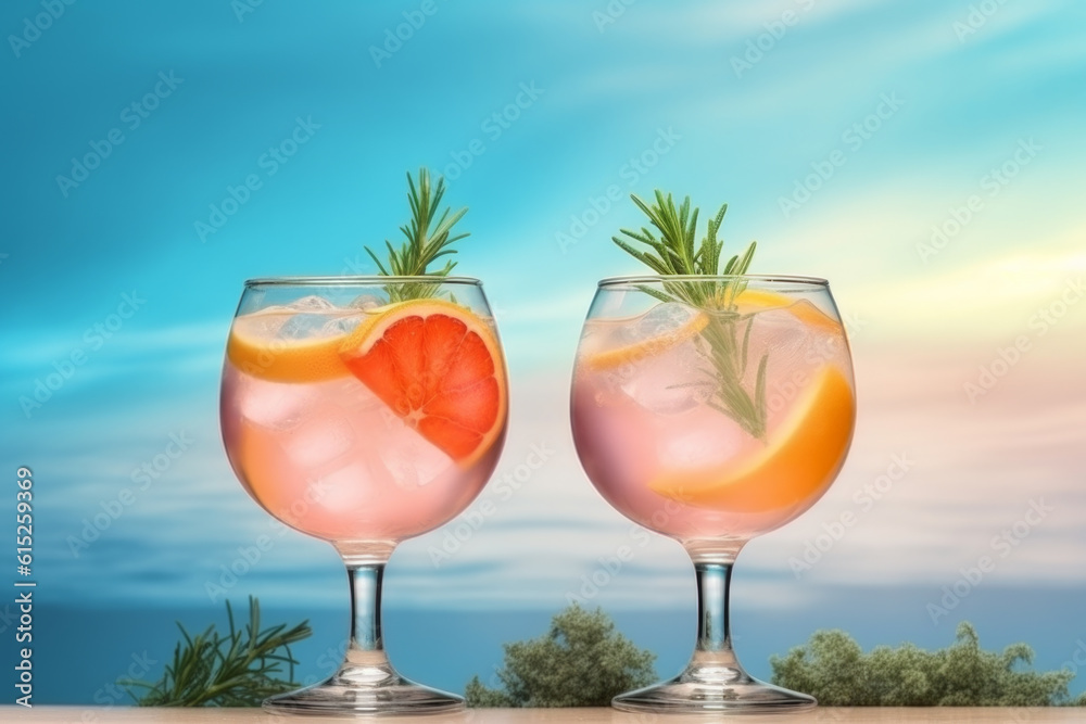 Enjoy a refreshing cocktail with orange and ice while gazing at the ...
