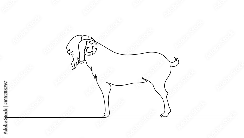 Stock-Vektorgrafik „Continuous line art or One Line a goat drawing for ...