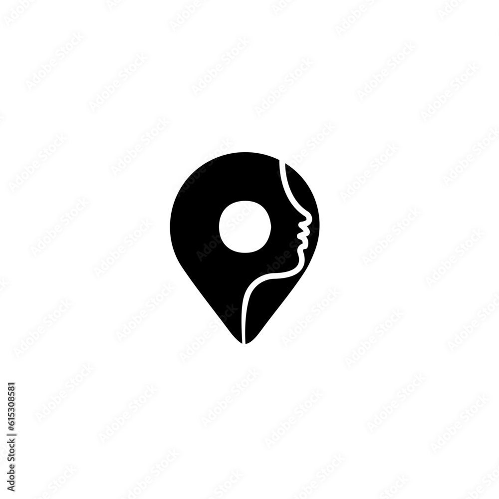 Negative face logo and location icon symbols vector type graphics ...