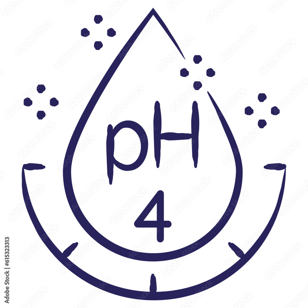 Minimal vector icon of the acidity pH4, isolated on transparent ...