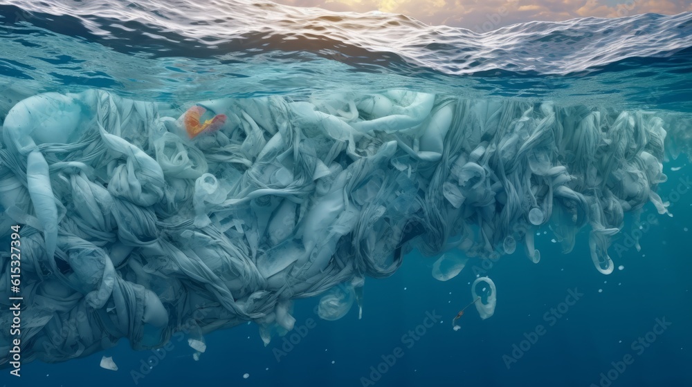 Plastic Tide: Ocean waves composed of plastic waste, highlighting the ...