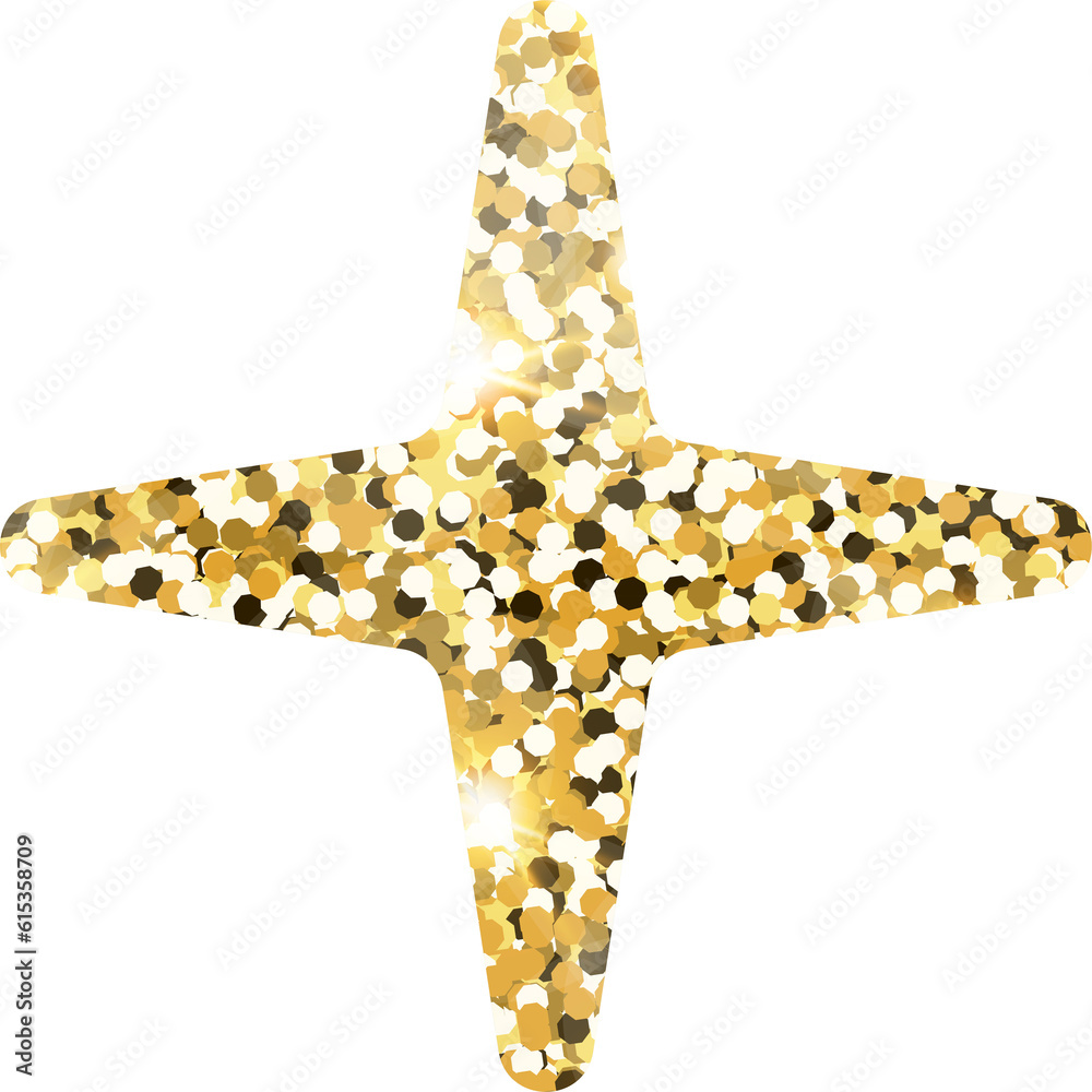 Star sparkle shiny gold glitter shape design element. Golden color dust ...