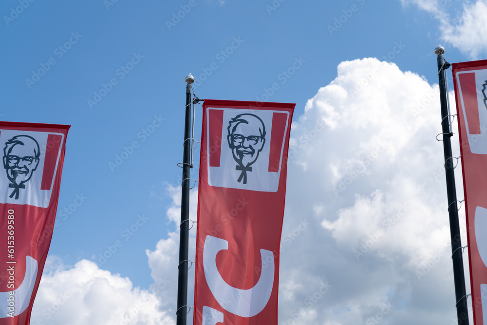 KFC Kentucky Fried Chicken fast food restaurant logo sign. American ...