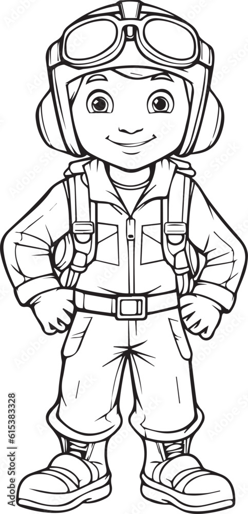 pilot vector illustration,pilot coloring page for kids,pilot line ...