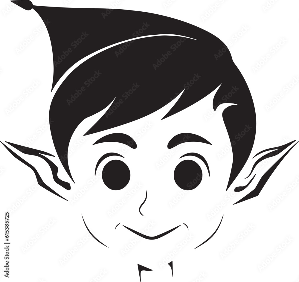 Cartoon Elf Character head vector Illustration, SVG Stock Vector ...