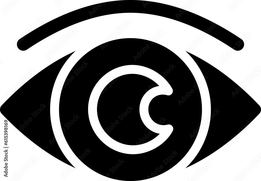 Eye black glyph icon. Process monitoring and supervision. Spying ...